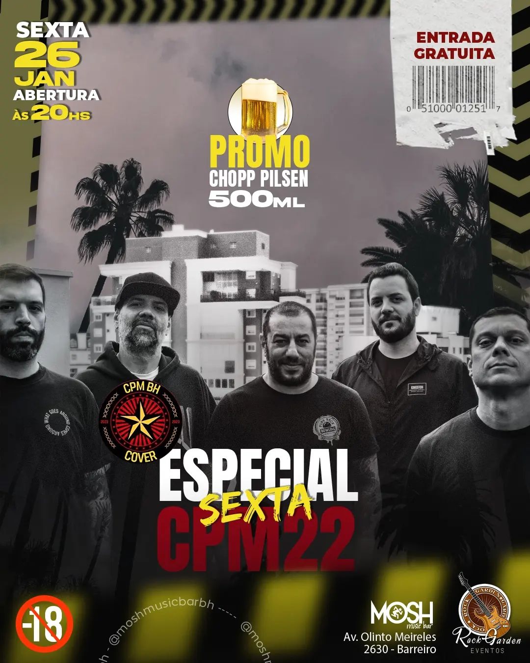 Especial SEXTA - CPM BH Cover - 26/01/2024 (Sexta) - Mosh Music Bar