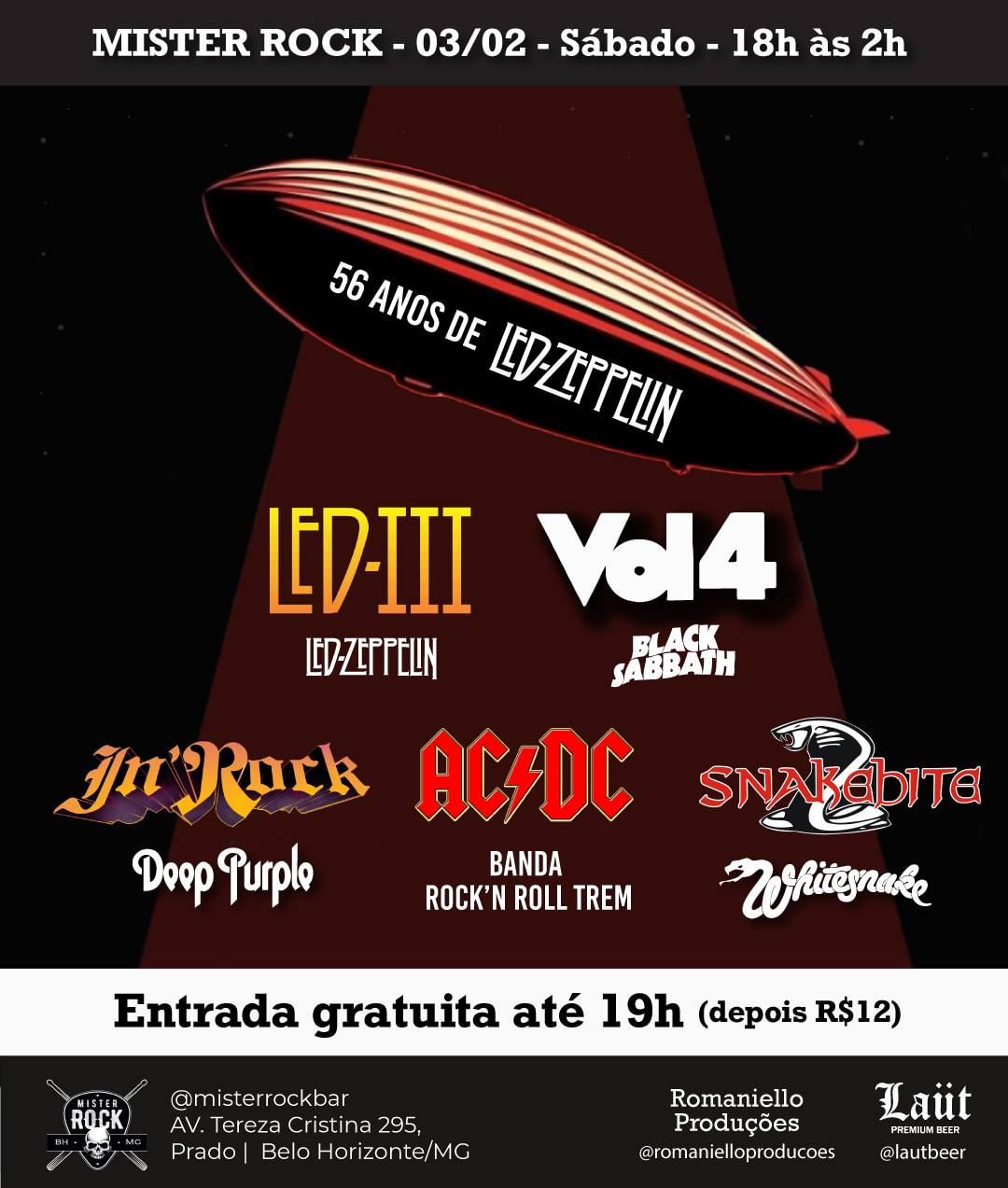 56 Anos de Led Zepplin - 03/02/2024 (Sábado) - Mister Rock