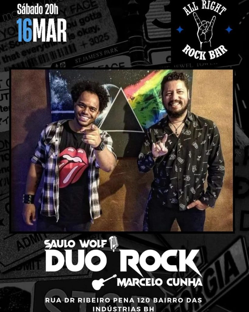 Saulo Wolf Duo Rock – 16/03/2024 (Sábado) – All Right Rock Bar