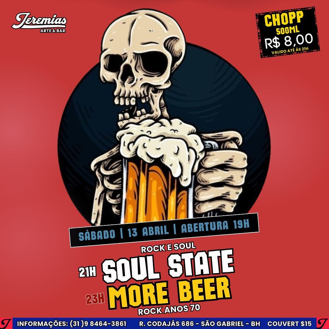 Soul State Band | More Beer – 13/04/2024 (Sábado) – Jeremias Arte & Bar