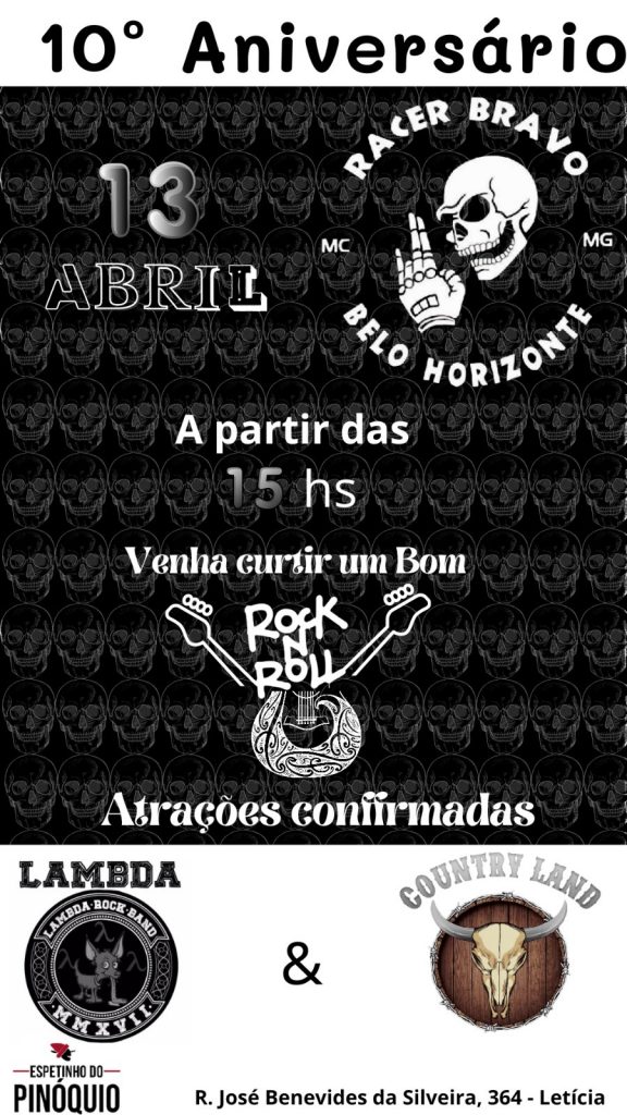 10º Aniversário Racer Bravo MC – 13/04/2024 (Sábado) – Espetinho do ...