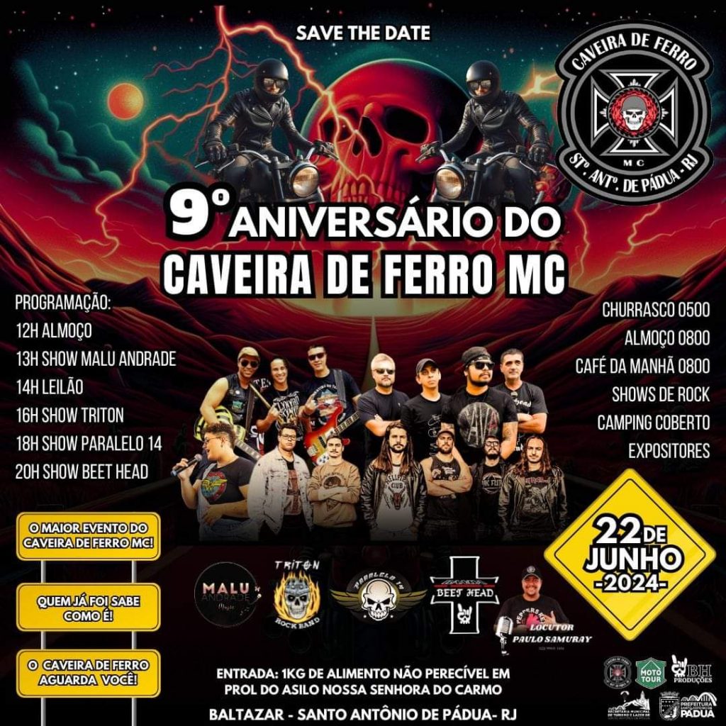 Encontro de Motos HOJE - 9° ANIVERSÁRIO CAVEIRA DE FERRO MC – 22/06 ...