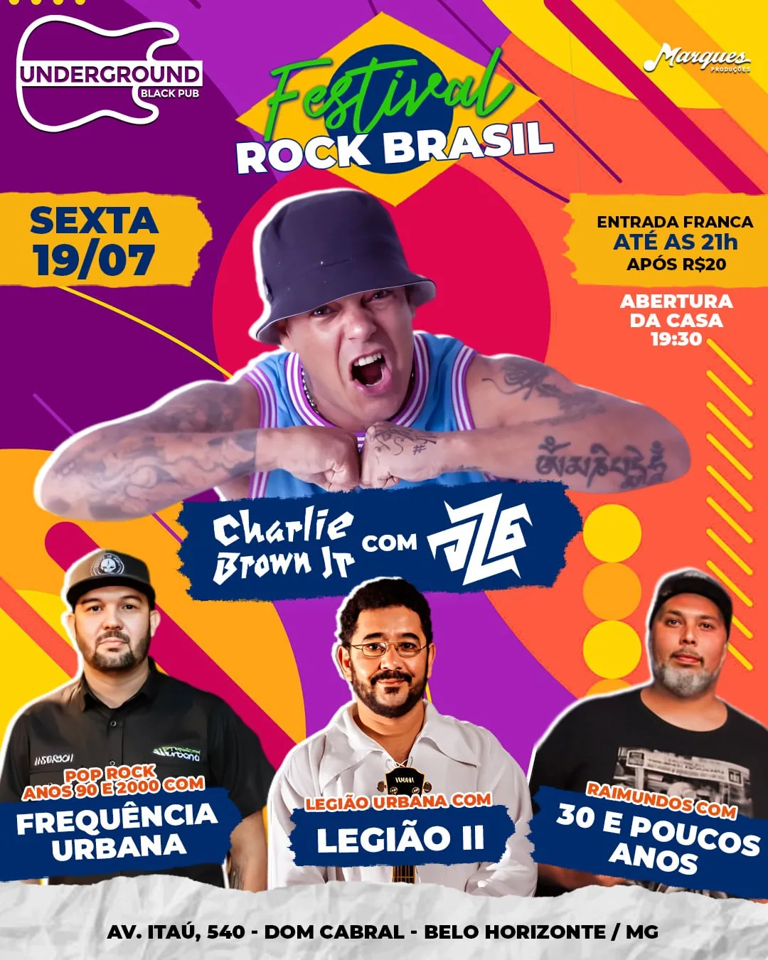 Show de Rock em BH - Festival Rock Brasil – 19/07/2024 (Sexta-Feira) – Underground Black Pub