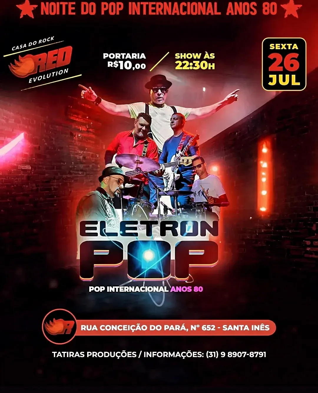 Show de Rock em BH - Eletron Pop – 26/07/2024 (Sexta-Feira) – Red Evolution