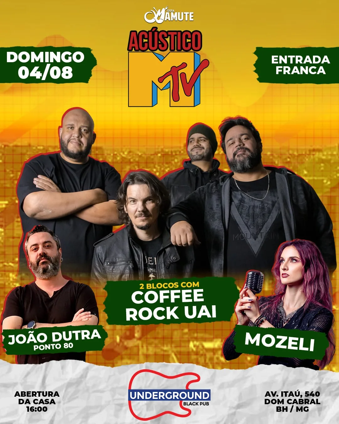 Show de Rock em BH - Acústico MTV – 04/08/2024 (Domingo) – Underground Black Pub